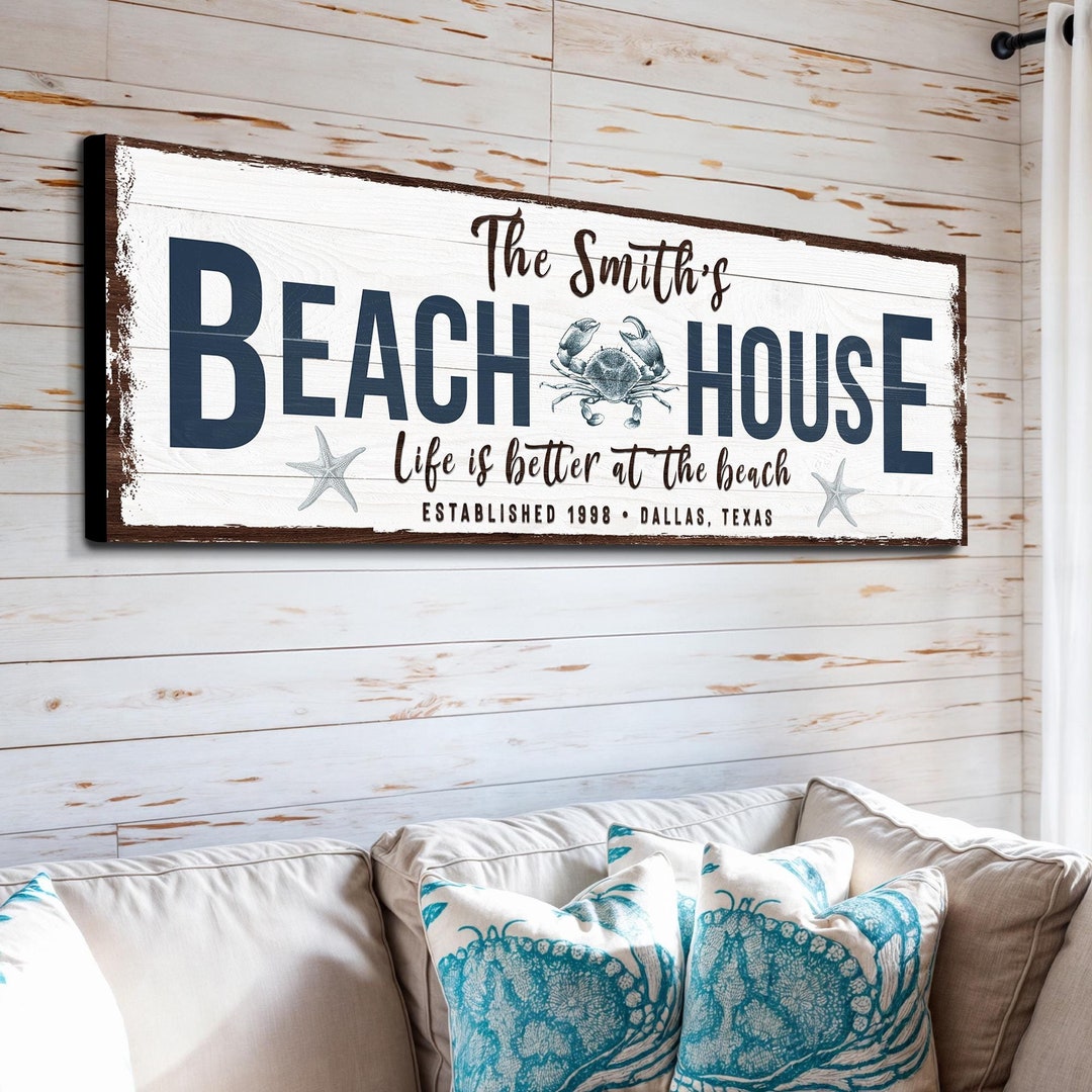 Personalized Beach House Decor | Custom Beach House Sign | Coastal Wall ...