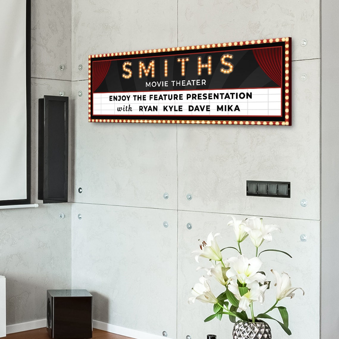 Movie Room Sign Modern Farmhouse Wall Decor Custom Name Sign - Etsy