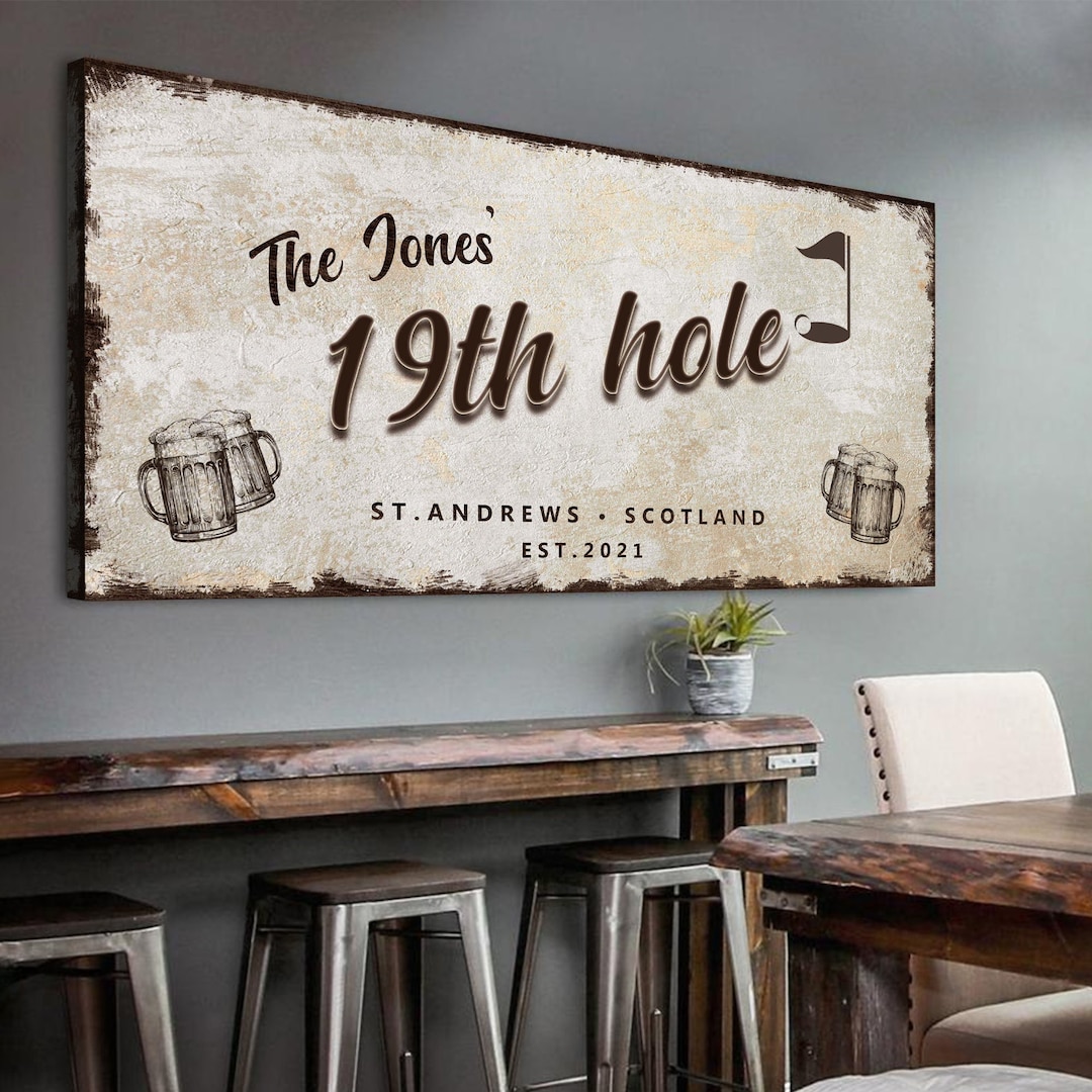 19th Hole Sign | Personalized 19th Hole Bar Sign Golf Wall Decor | Beer ...