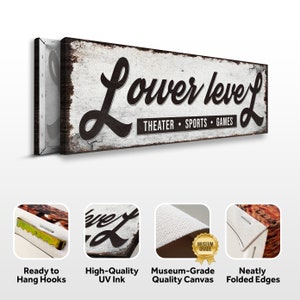 Lower Level Sign | Basement Signs | Theater Room Decor | Basement Wall ...