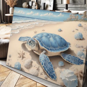 Sea Turtle Canvas Wall Art | Coastal Beach Decor | Ocean-inspired ...