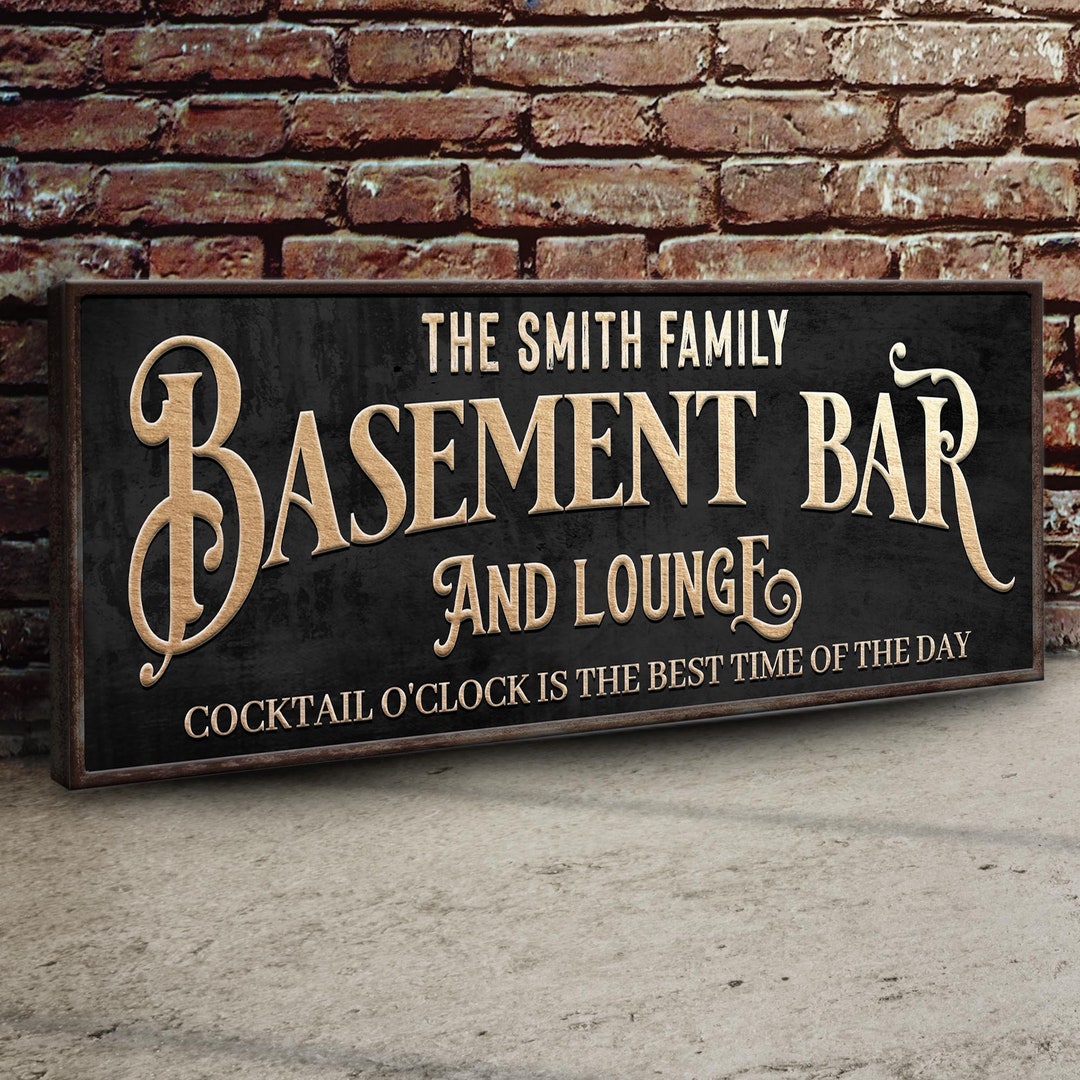 Basement Bar and Lounge Sign | Rustic Basement Bar Wall Decor | Man ...