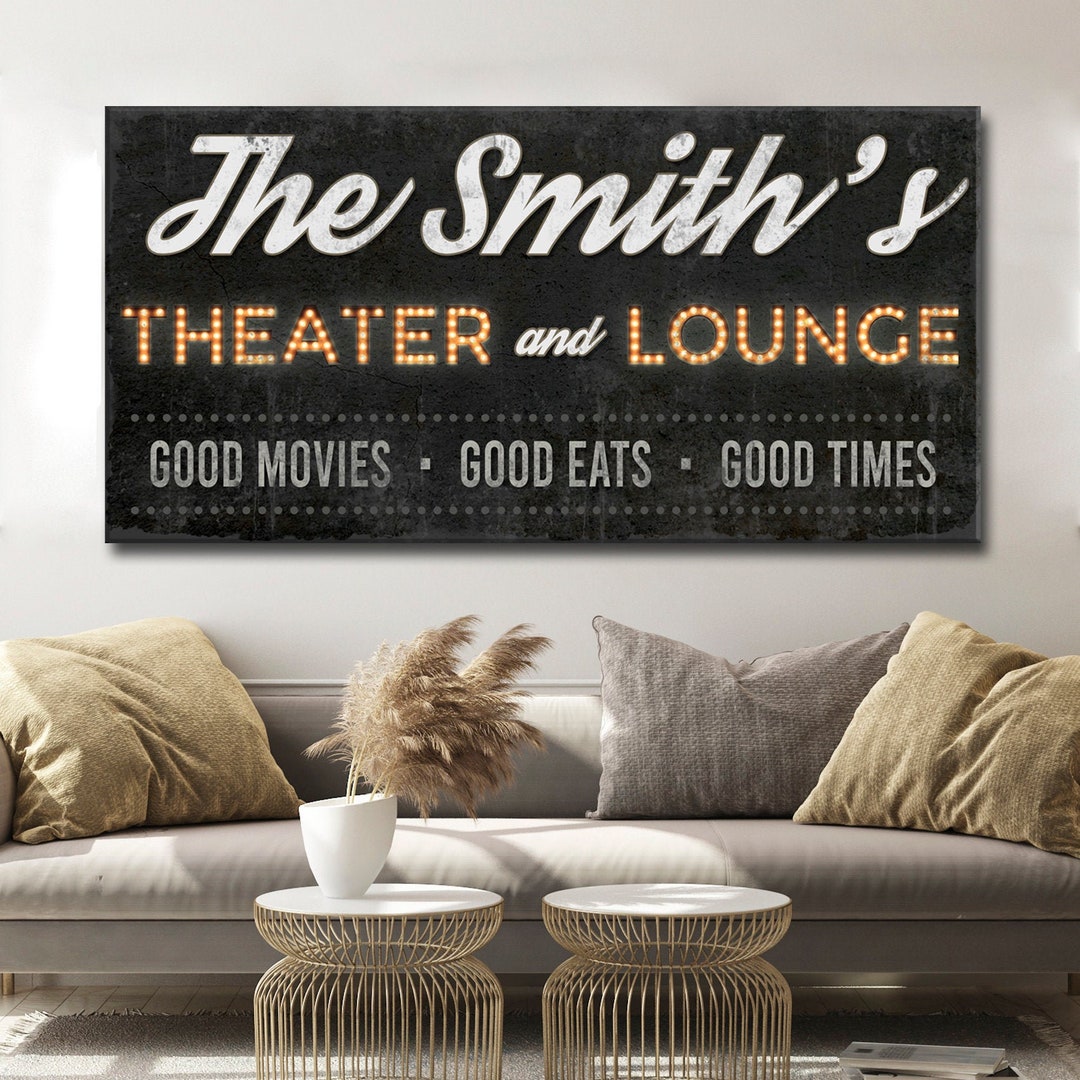Home Theater Sign | Cinema Sign Movie Wall Art | Lounge Sign Family ...