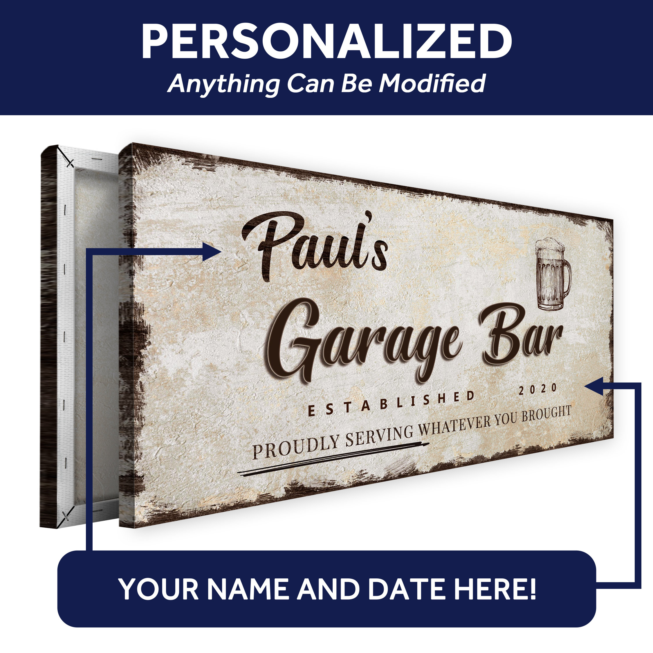 Garage Bar Sign | Personalized Name Bar Sign | Proudly Serving Whatever ...