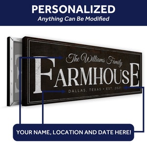Farmhouse Wall Decor | Custom Farmhouse Sign | Personalized Name Canvas ...