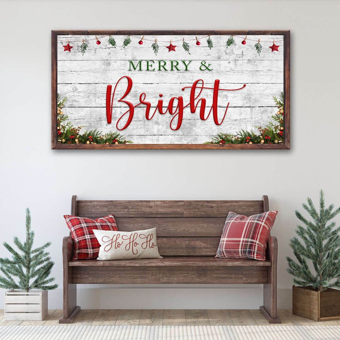 Merry and Bright Sign | Merry Bright Holiday Decor | Christmas Signs ...