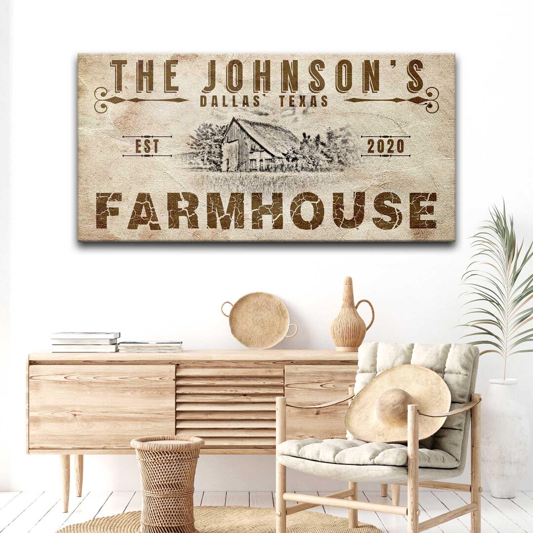 Rustic Farmhouse Sign | Farmhouse Canvas Wall Art Barn Sign | Family ...