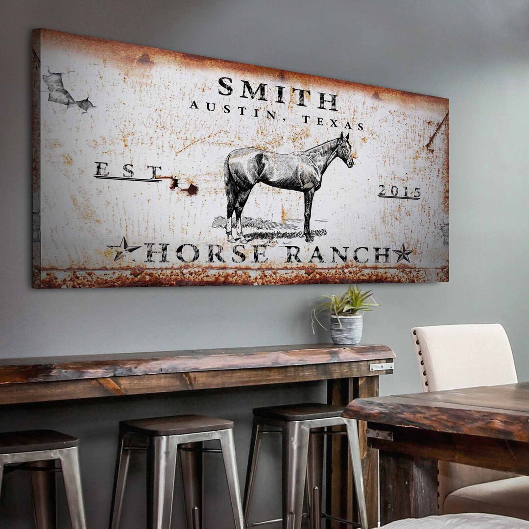Horse Wall Art Farm Sign | Horse Ranch Sign Rustic Decor | Antique ...