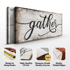 Farmhouse Gather Sign | Distressed Gather Sign | Living Room Wall Decor ...
