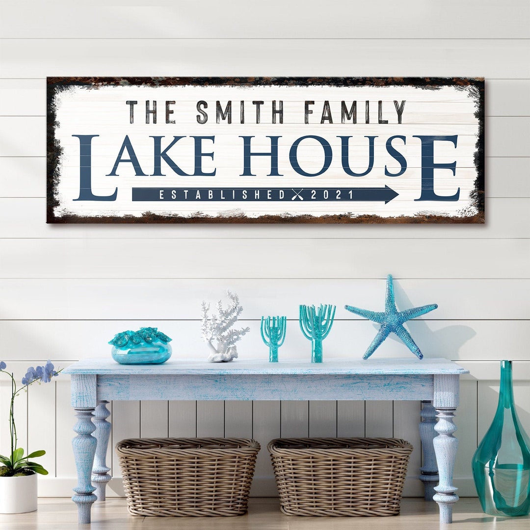 Lake House Sign | Lake House Wall Decor | Family Name Sign | Lake House ...