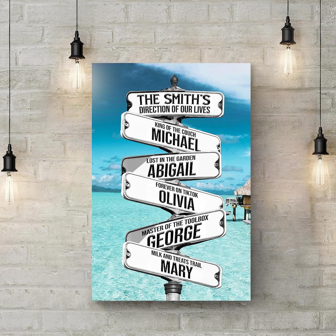 Family Names Road Sign Canvas | Family Name Sign | Names Canvas Wall ...