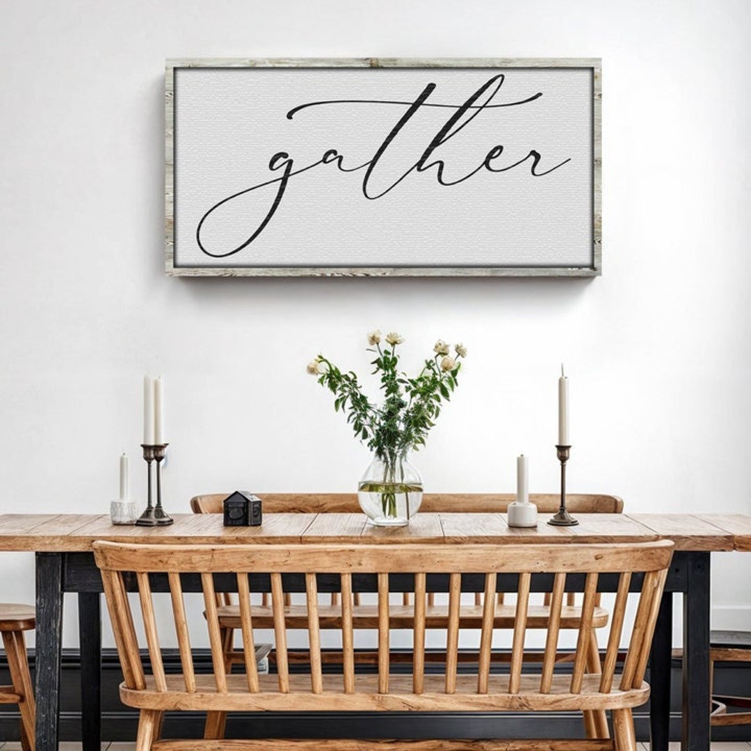 Farmhouse Gather Sign | Minimalist Wall Art | Living Room Wall Decor ...