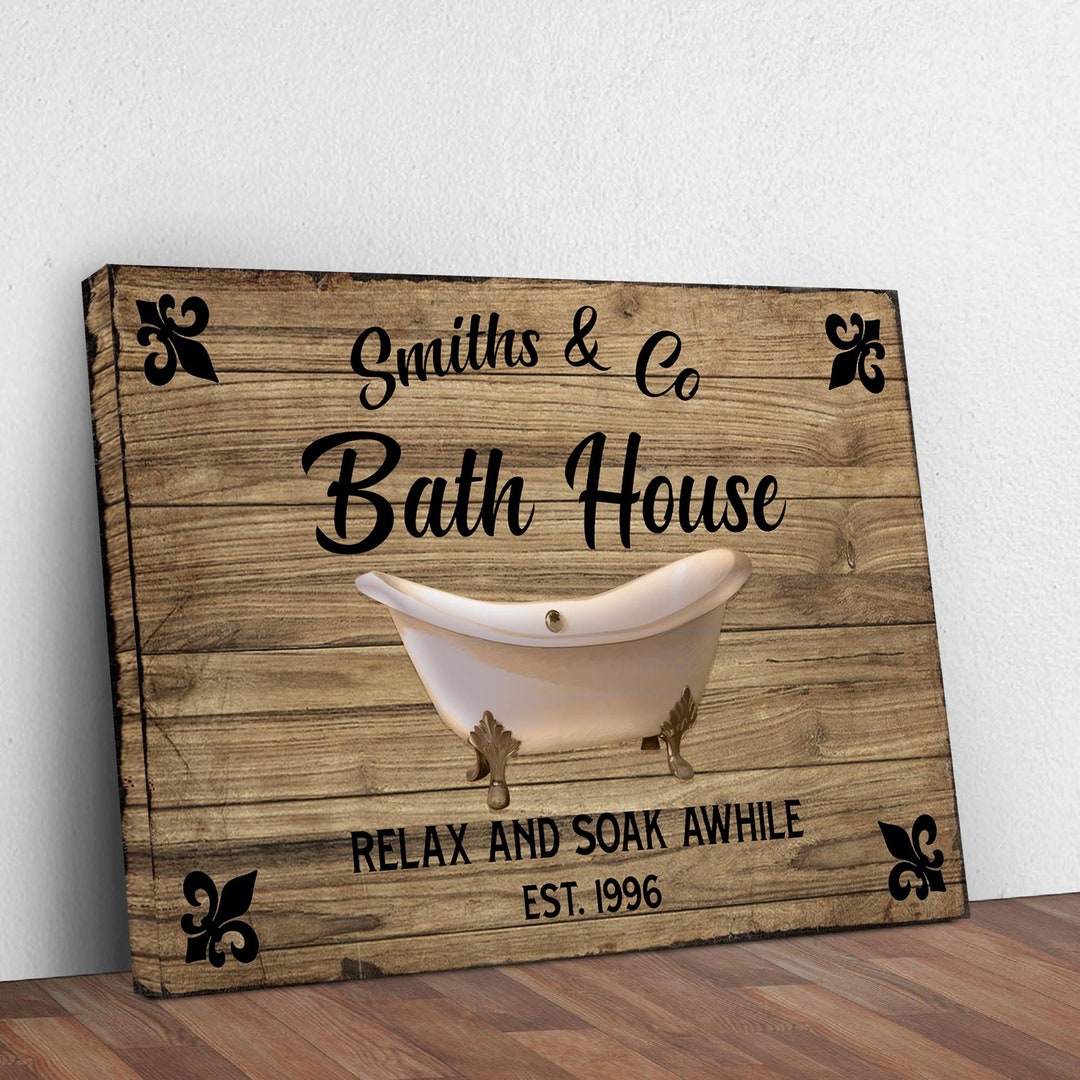 Personalized Bath House Sign | Relax Soak Unwind Family Sign | Modern ...