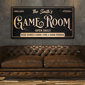 Personalized Game Room Sign | Game Room Wall Art | Gamer Gift Canvas ...