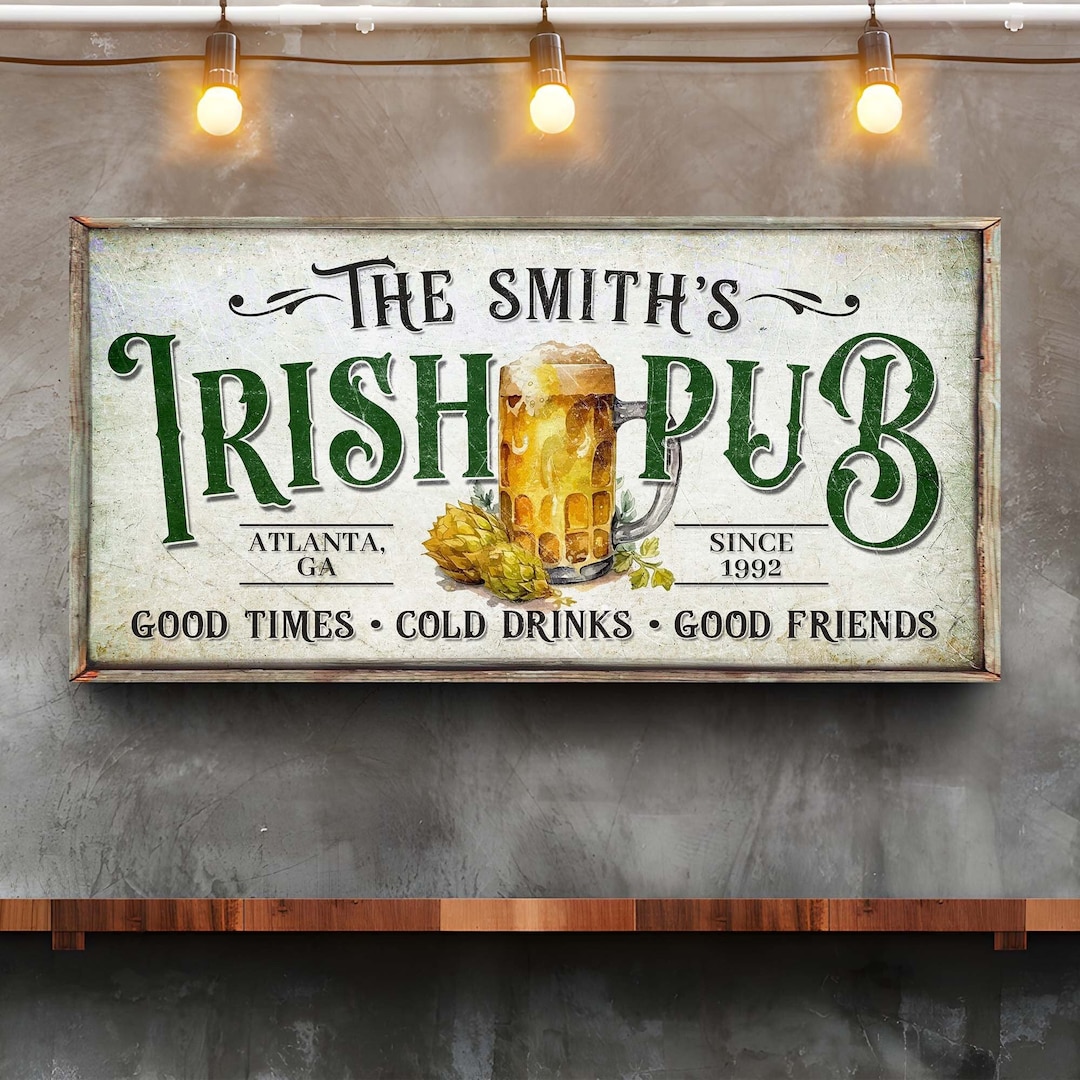 Irish Pub Sign | Personalized Irish Pub Sign Wall Decor | Man Cave Wall ...
