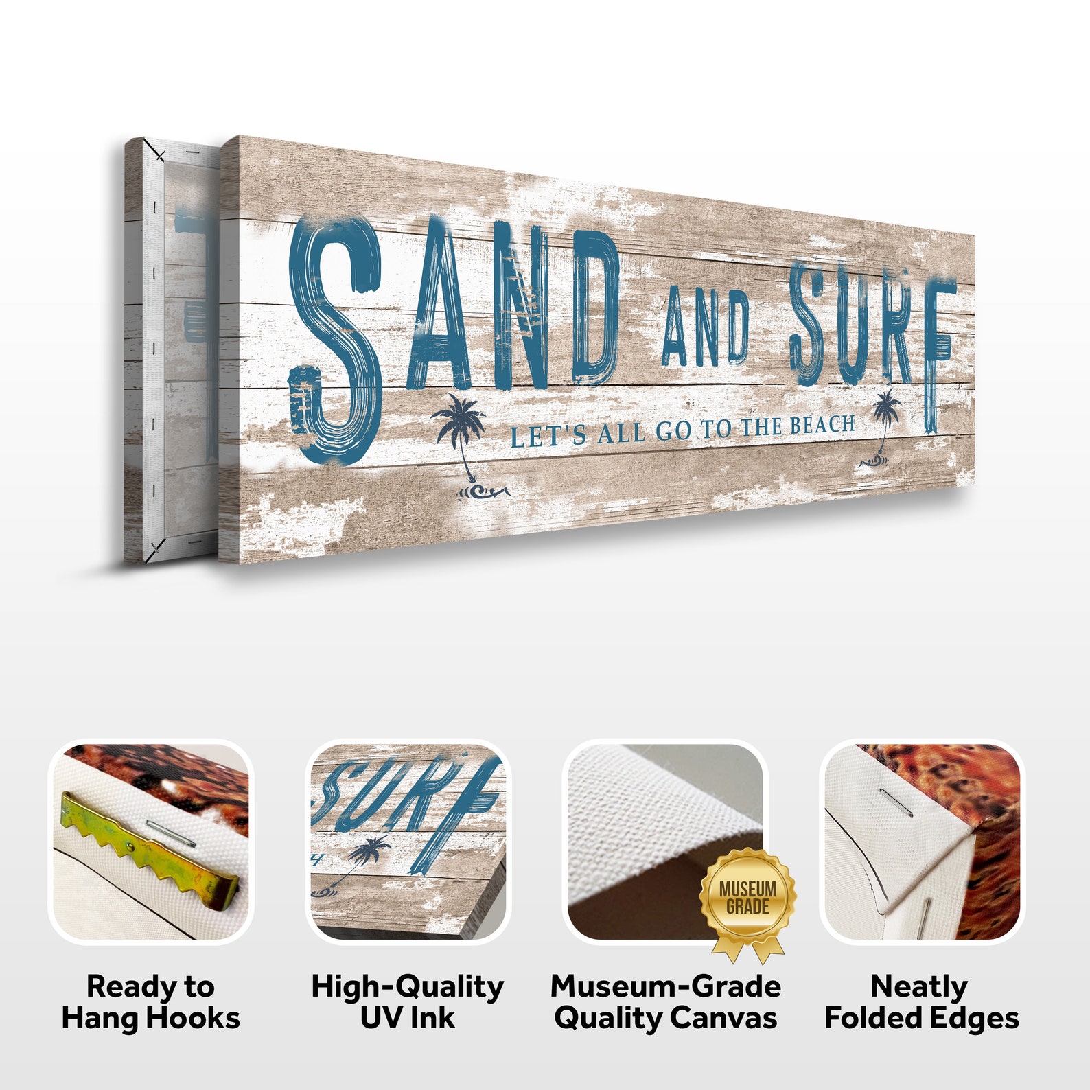 Coastal Sand and Surf Wall Decor, Rustic Chic Beach House Sign, Beach ...
