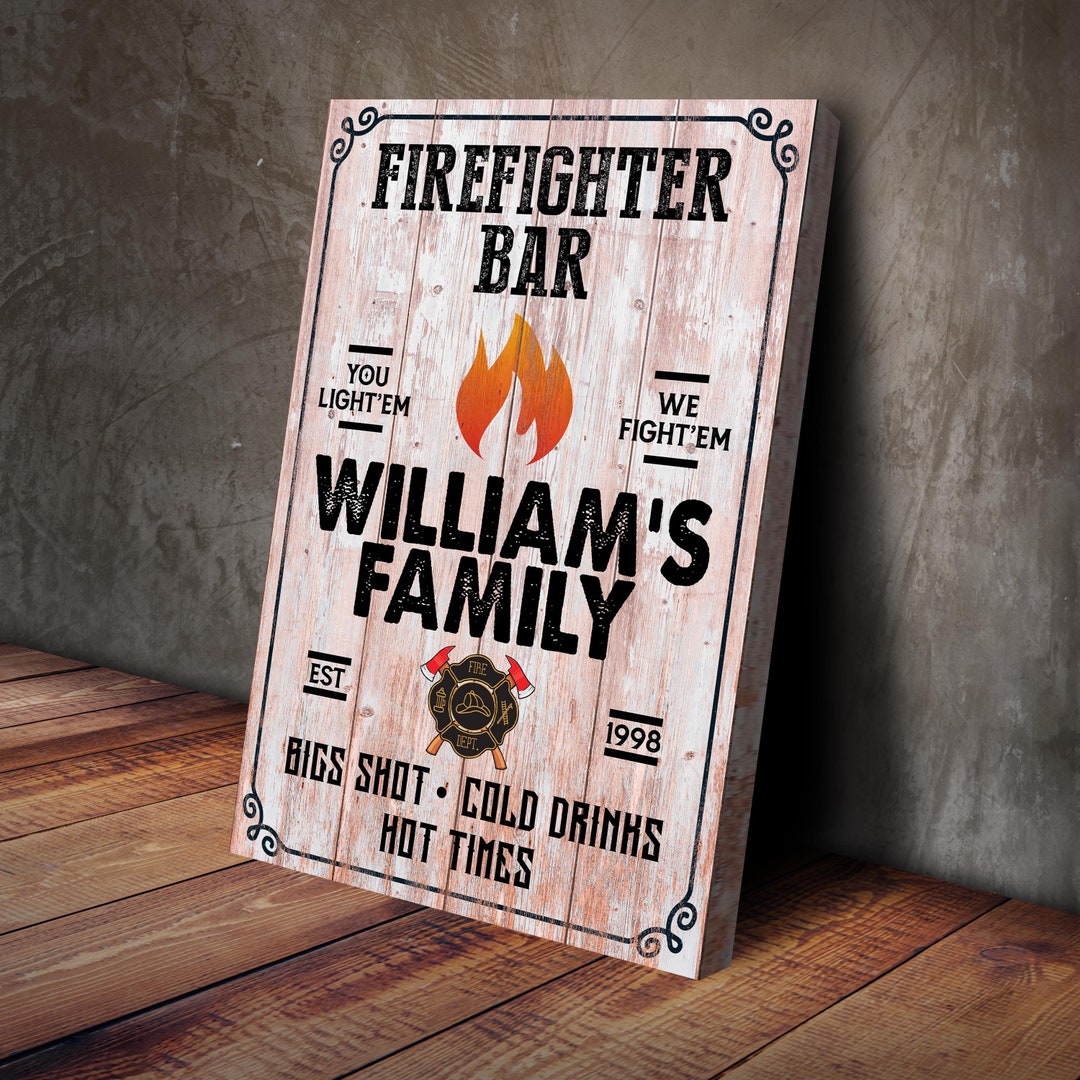 Firefighter Sign Bar Decor | Firefighters Home Bar Sign | Fireman Gift ...