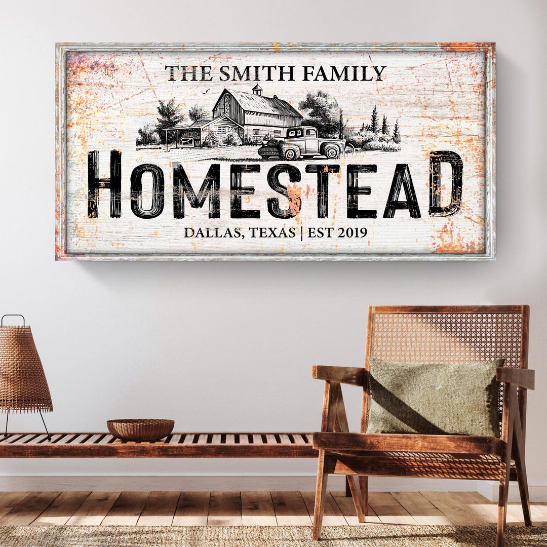 Homestead Sign | Family Homestead Sign | Personalized Name Canvas ...