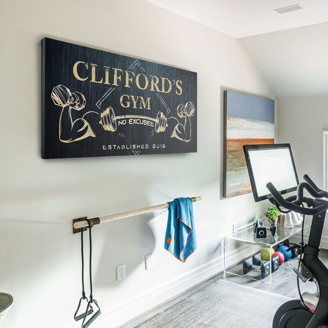 Gym Sign | No Excuses Home Gym Sign | Custom Name Sign | Workout Room ...