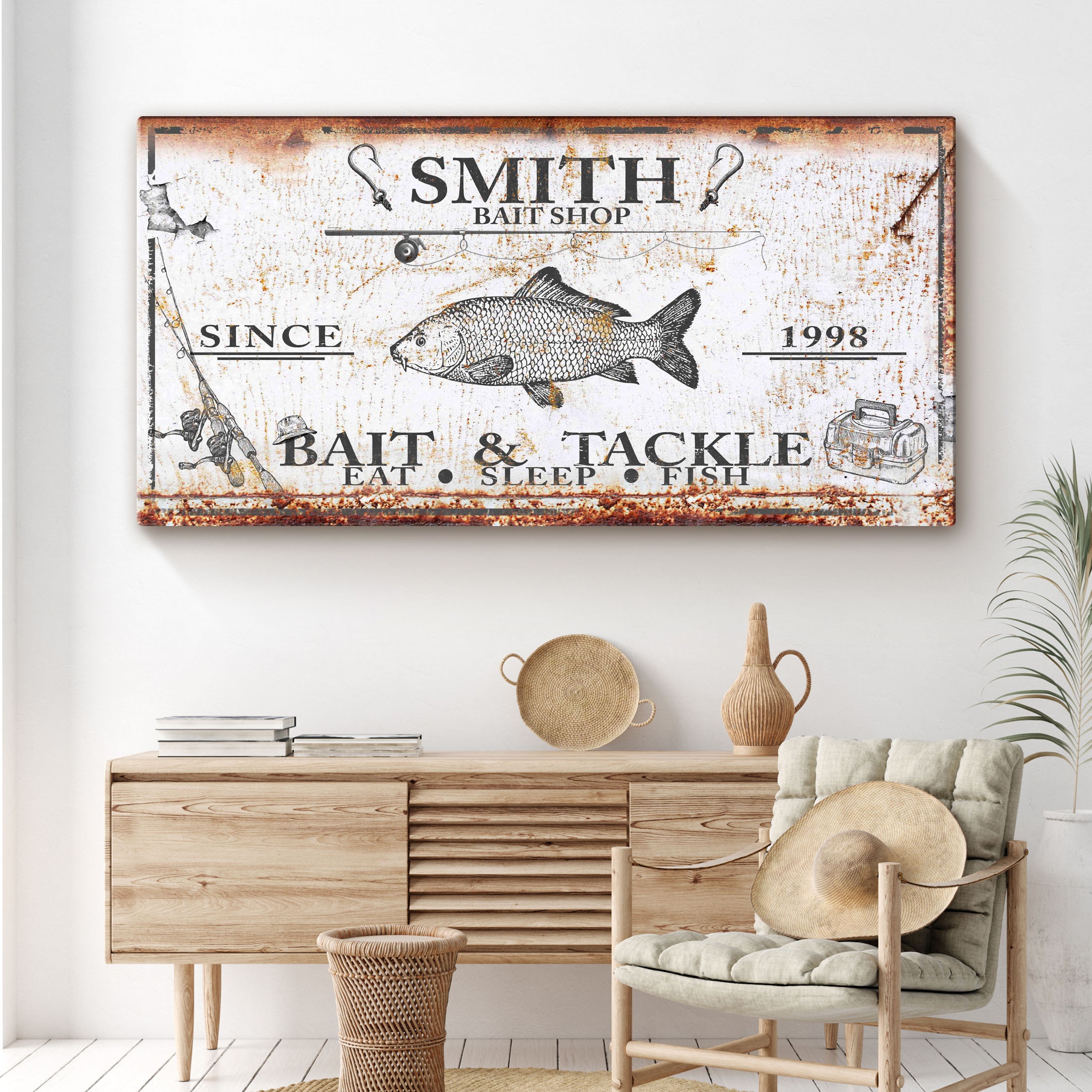 Fishing Gift Bait & Tackle Vintage Fishing Sign Rustic Fishing Decor ...