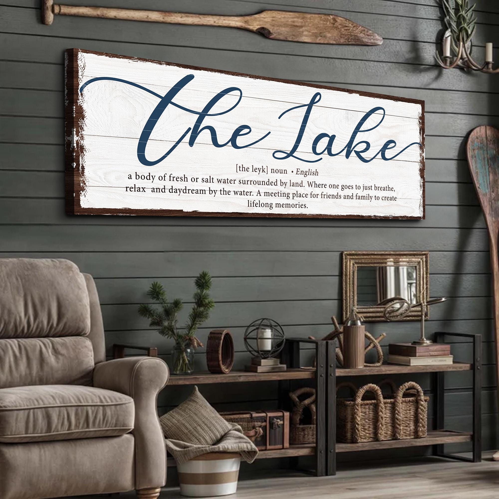 The Definition of Lake Sign | Lake Definition Wall Art | Rustic Lake ...