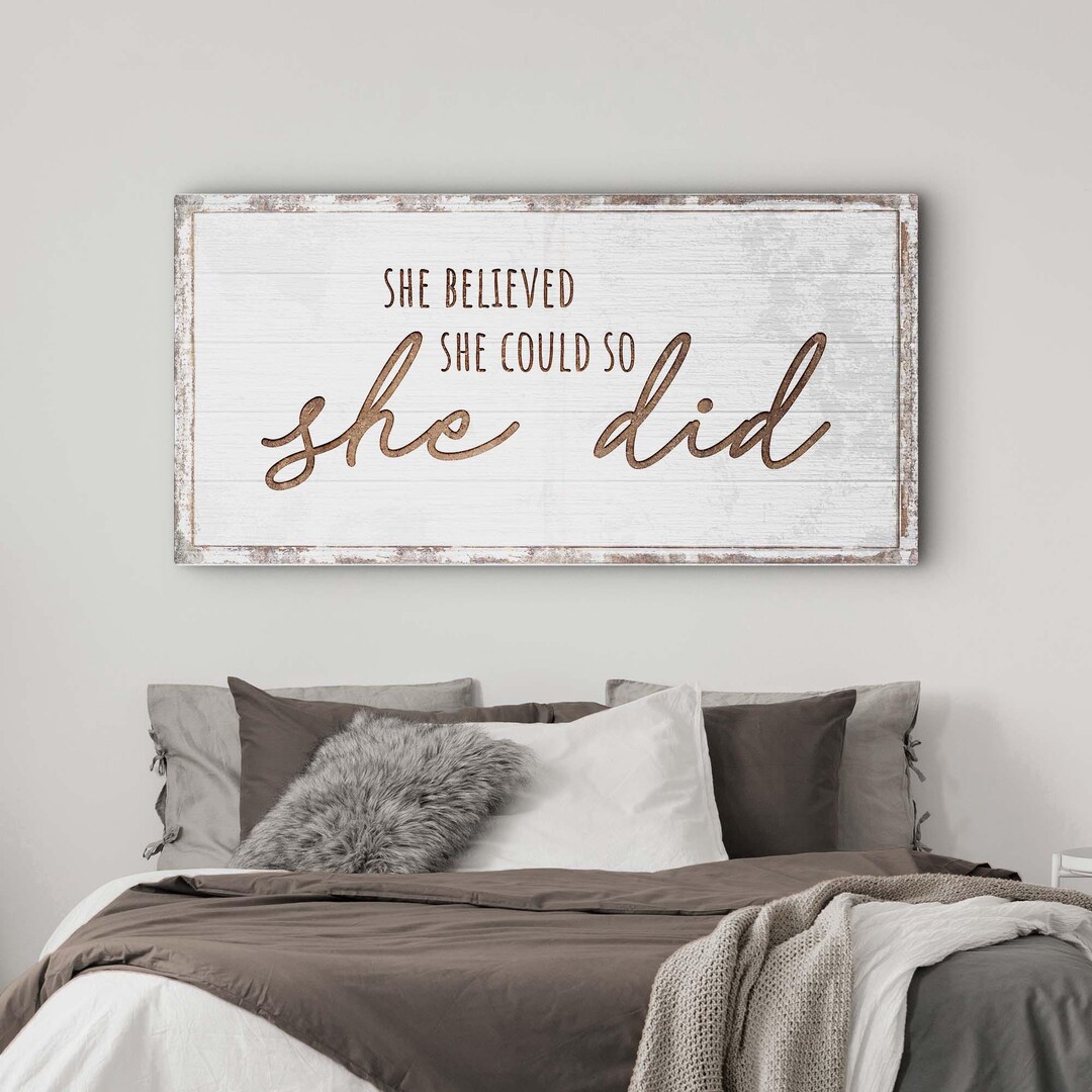 She Believed She Could so She Did Sign | Motivational Canvas Print ...