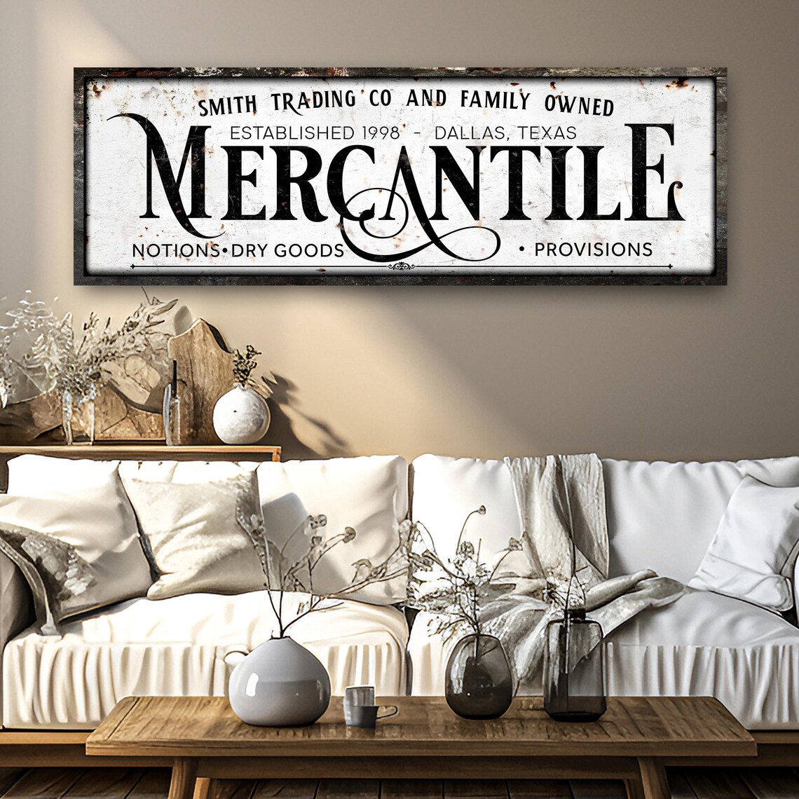 Personalized Mercantile Canvas Sign | Family Name Sign Wall Art ...