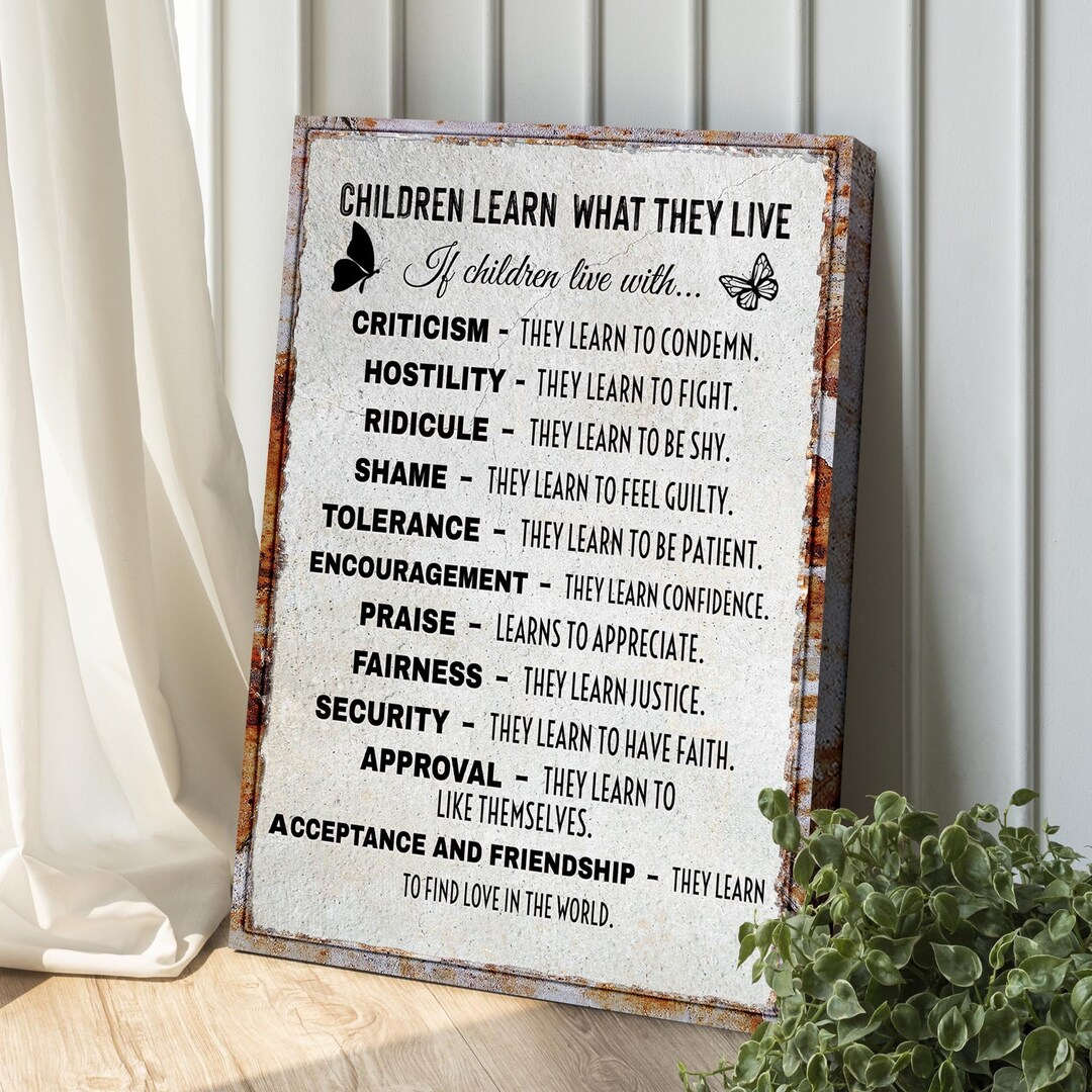 Children Learn What They Live Sign | Unique Baby Boy Gift Bedroom Wall ...