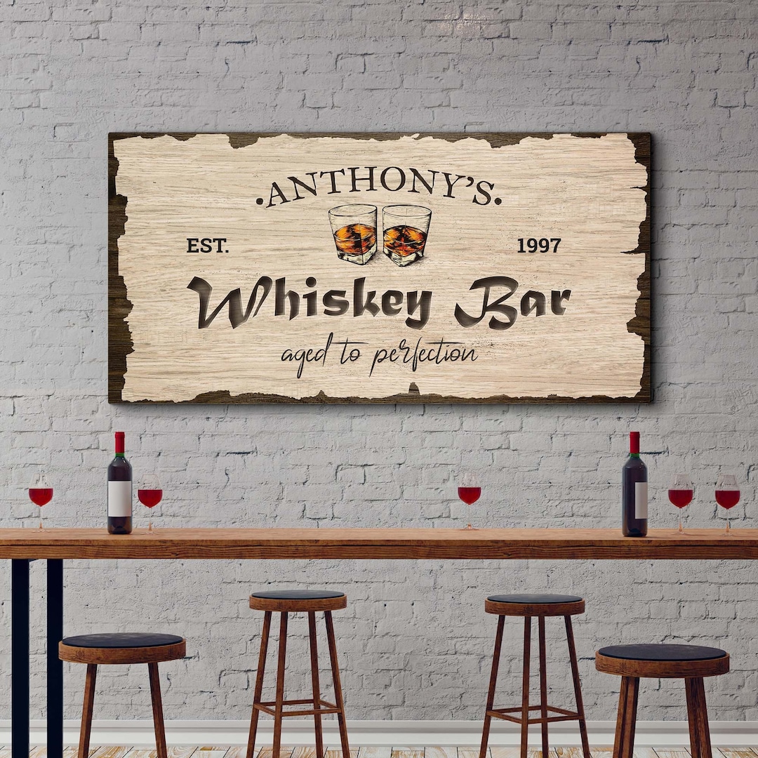 Whiskey Bar Decor | Pub Sign Wood Wall Decor | Wooden Bar Signs ...