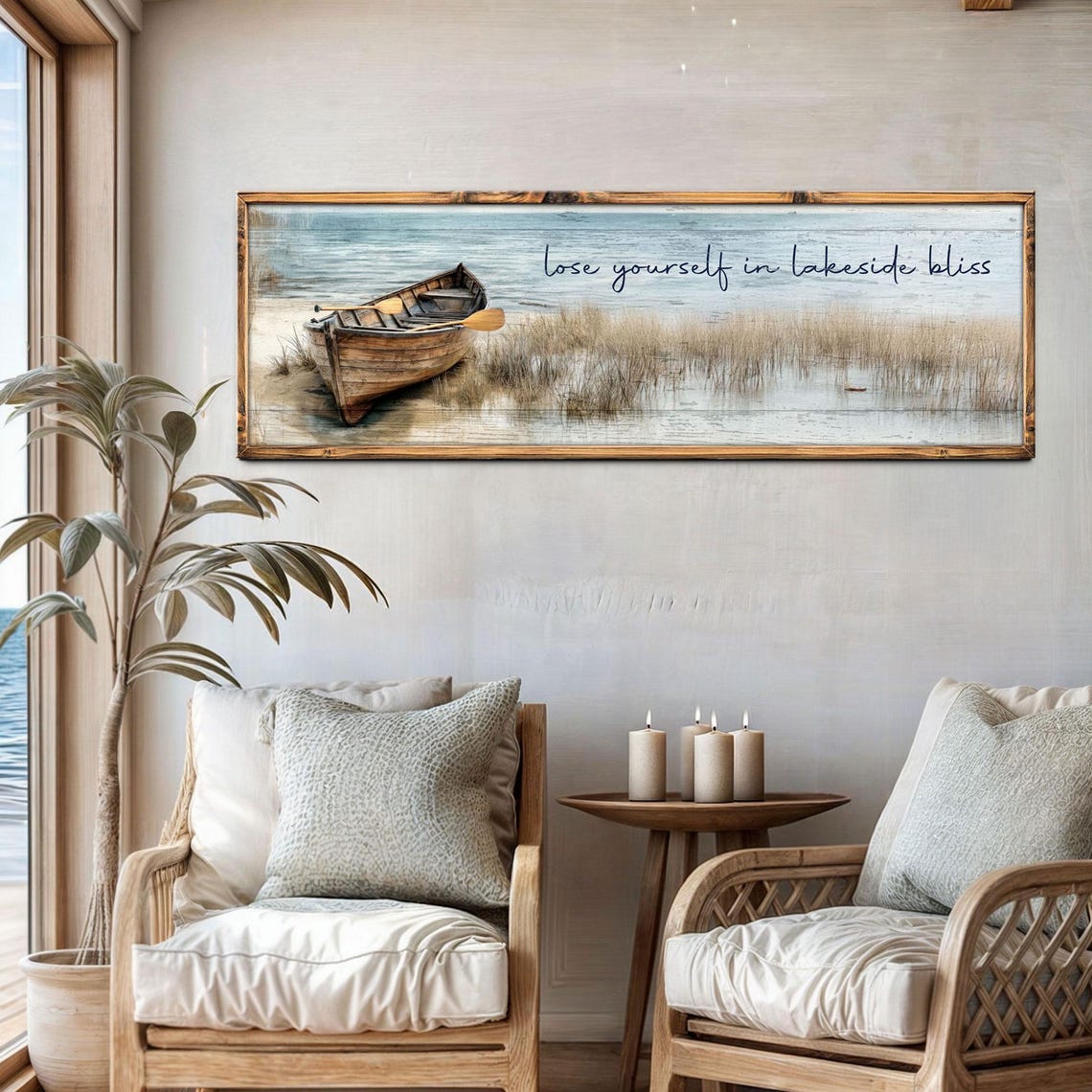 Lake House Sign Decor | Rustic Lakeside Wall Art | Wooden Boat Lake ...
