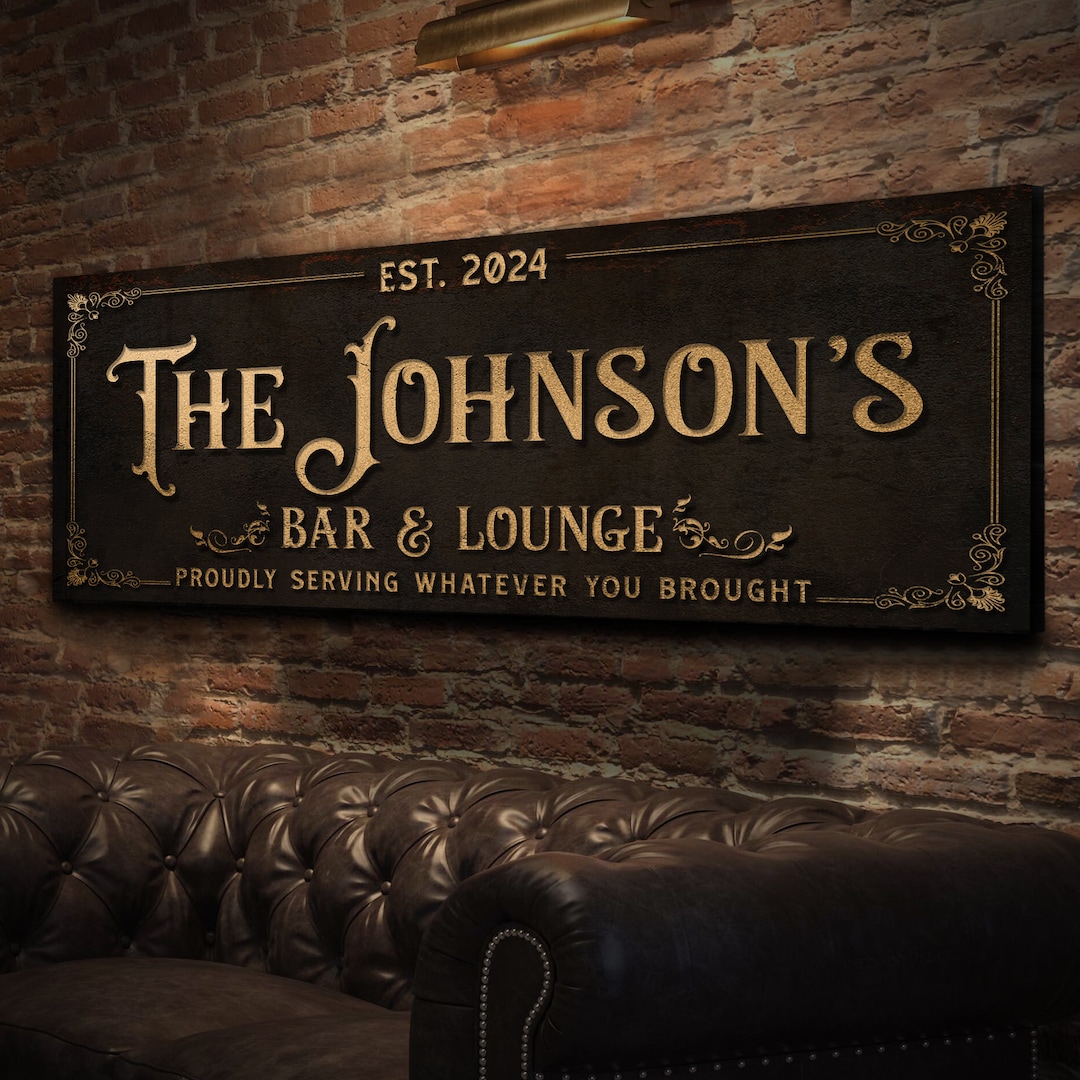 Basement Bar and Lounge Sign | Man Cave Bar Sign | Bar Sign for Home ...