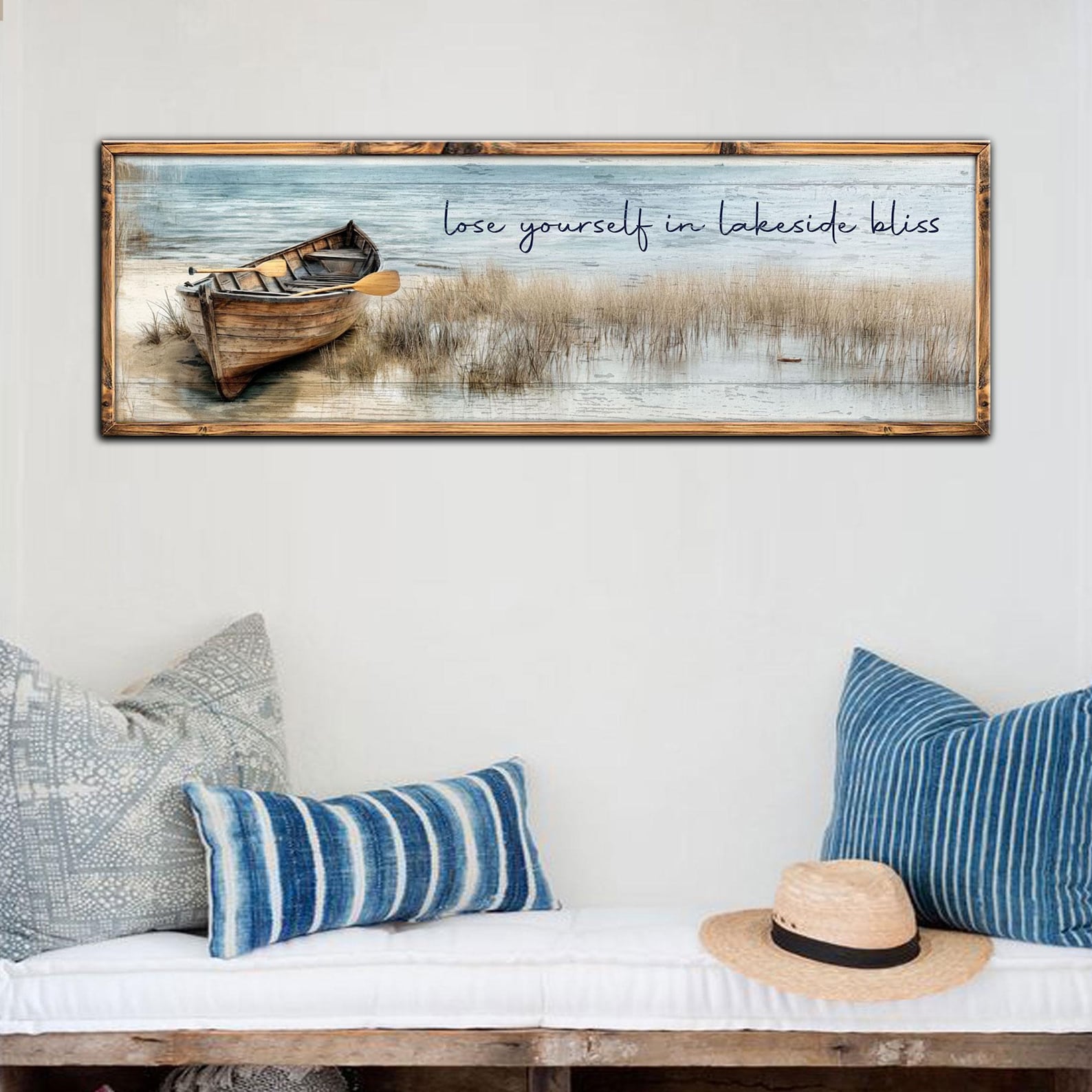 Lake House Sign Decor | Rustic Lakeside Wall Art | Wooden Boat Lake ...
