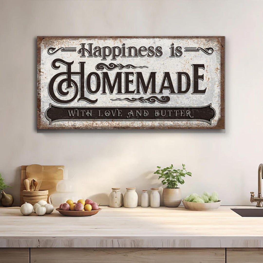 Happiness is Homemade Sign | Farmhouse Kitchen Decor | Happiness Signs ...