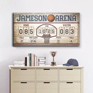 Personalized Basketball Scoreboard Sign | Game Room Wall Decor ...