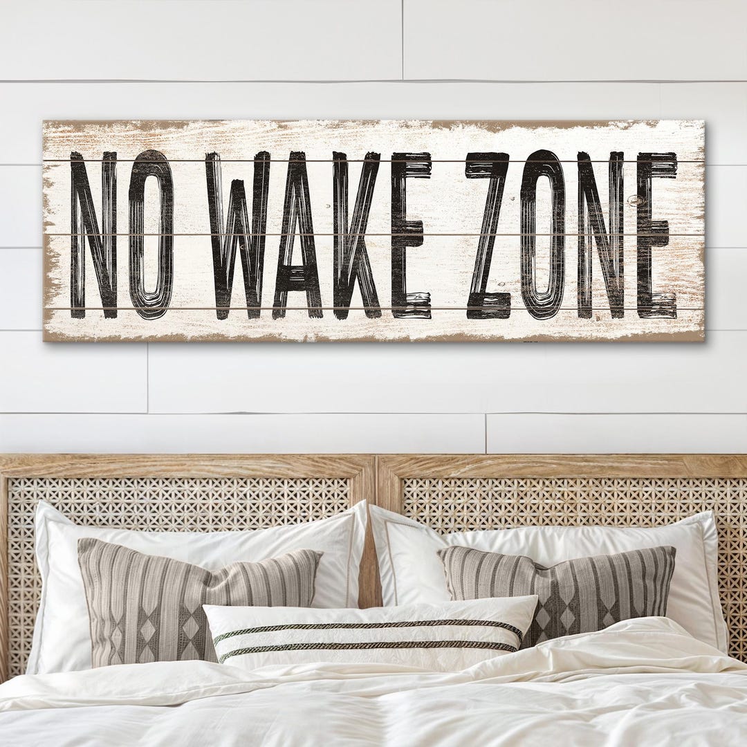 No Wake Zone Sign | Lake House Canvas Sign | Rustic Above the Bed Wall ...