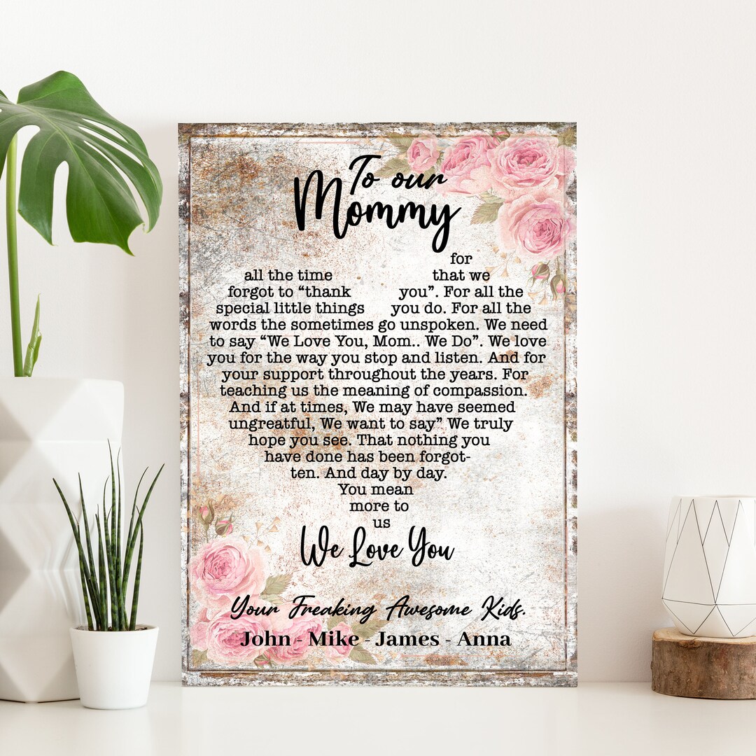 To Our Mommy We Love You Sign Gift, Personalized Mothers Day Gift Wall ...