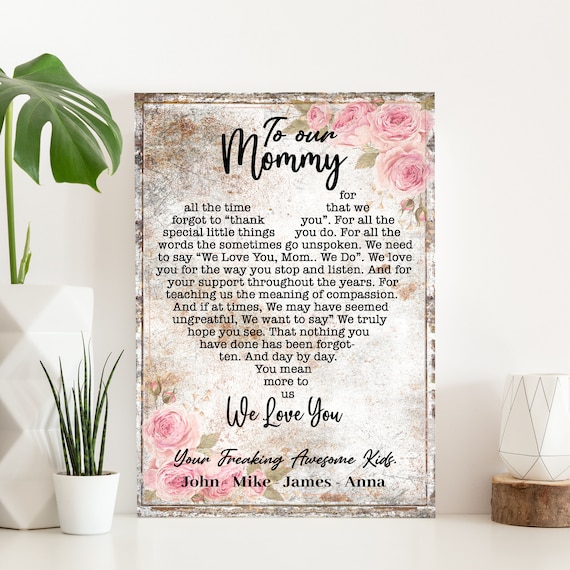 To Our Mommy We Love You Sign Gift Personalized Mothers Day - Etsy