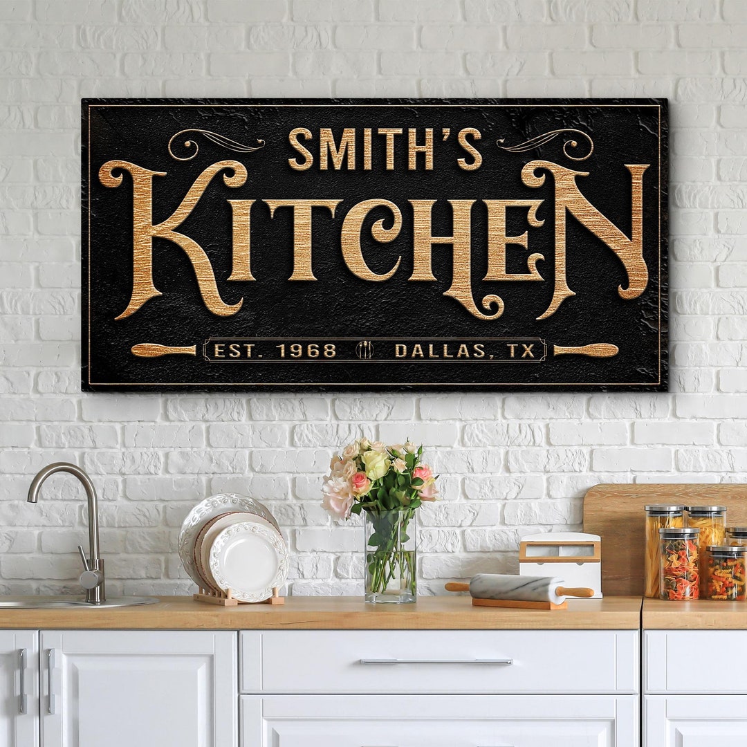 Personalized Kitchen Wall Art | Farmhouse Kitchen Canvas Sign | Kitchen Sign Wall Decor | Dining ...