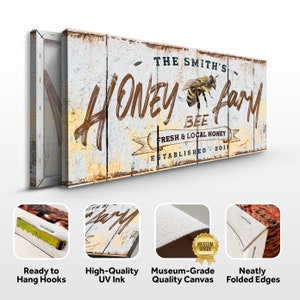 Bee Farm Sign | Honey Sign | Farmhouse Wall Decor | Family Name Sign ...