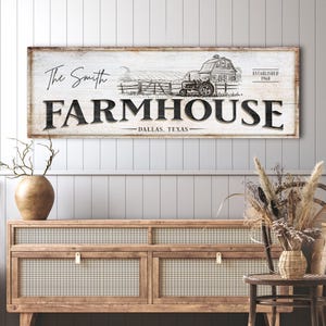 Custom Farmhouse Sign Wall Art | Rustic Farmhouse Wall Decor | Name ...
