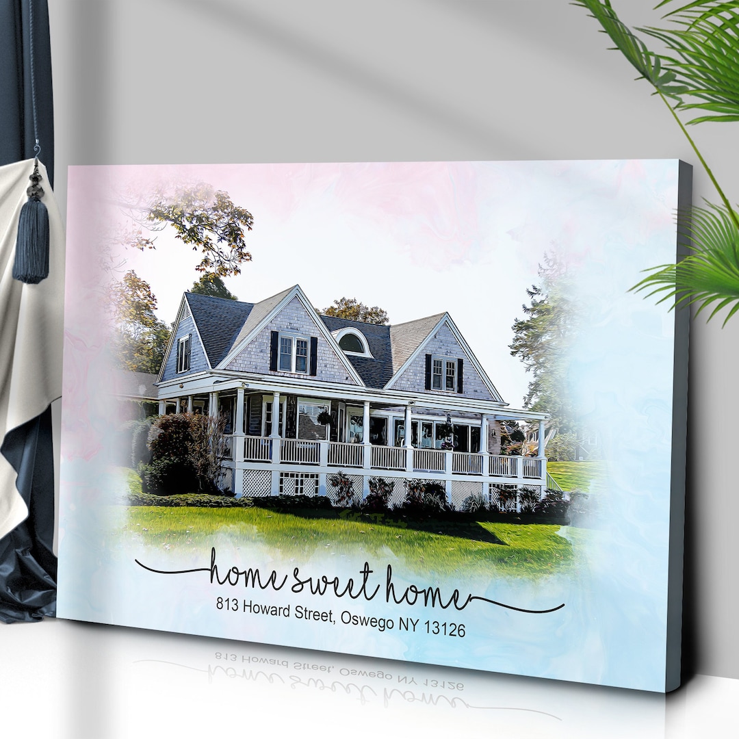 House Portrait From Photo Portrait Home Sweet Home Sign - Etsy