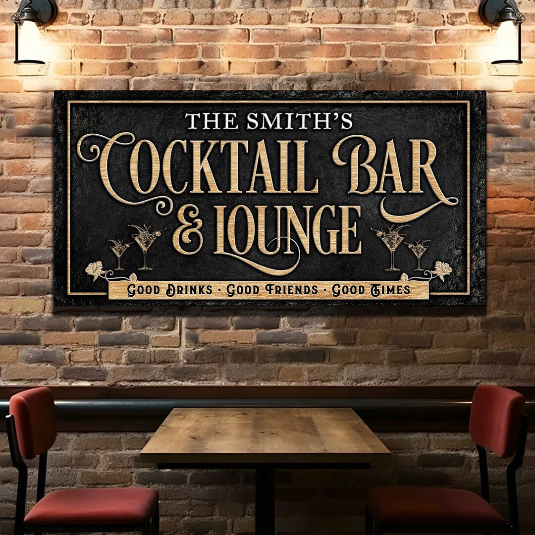 Cocktail Bar and Lounge Sign | Established Sign | Personalized Bar Sign ...