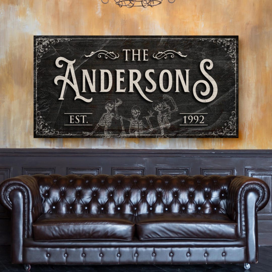 Custom Skeleton Family Sign | Halloween Skeleton Decor | Halloween ...