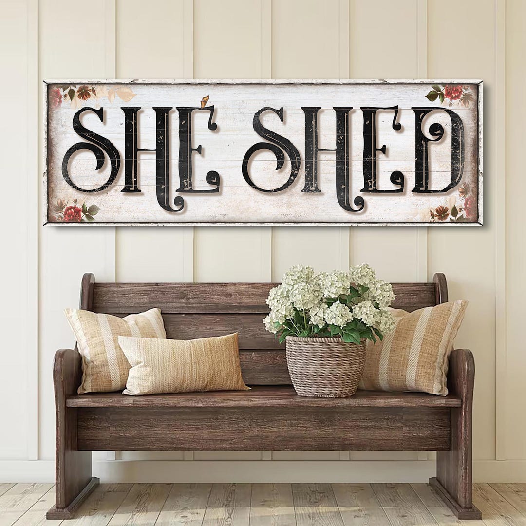 She Shed Sign | She Shed Floral Canvas Decor | She Shed Wall Decor ...