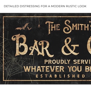 Halloween Sign Bar Art, Custom Bar Sign Halloween Decor, Personalized ...