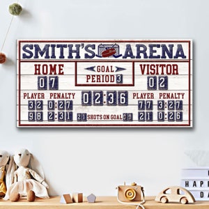 Hockey Scoreboard Sign | Game Room Wall Decor | Custom Hockey ...