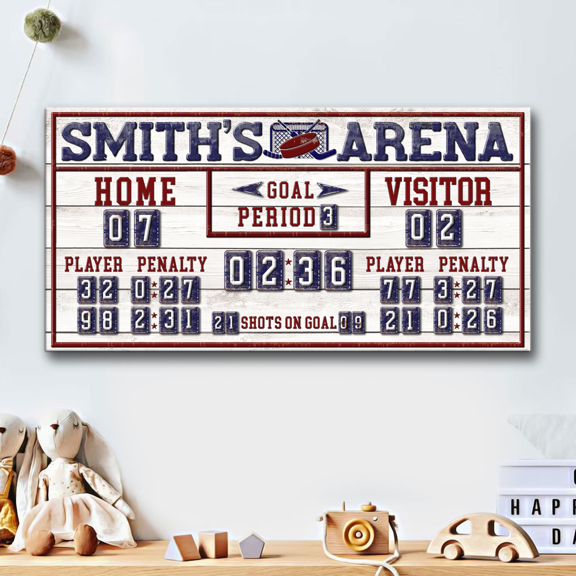 Hockey Scoreboard Sign | Game Room Wall Decor | Custom Hockey ...