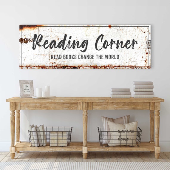 Reading Corner Sign Kid Room Decor Library Decor Book Lover | Etsy
