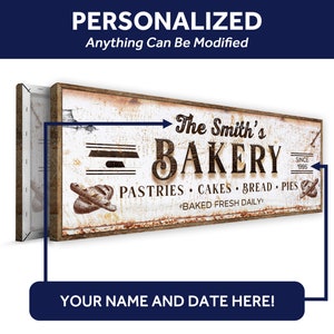 Personalized Bakery Sign | Baked Fresh Daily Kitchen Wall Decor ...