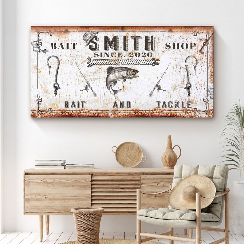 Fishing Gift Bait & Tackle Vintage Fishing Sign Rustic Fishing - Etsy
